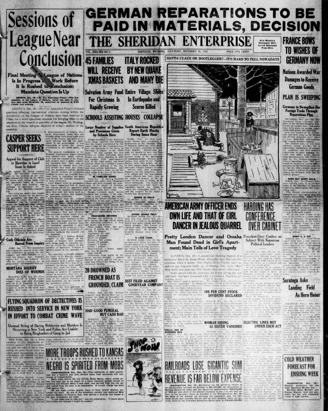 A Look Back in Time: December 20, 1920 - Sheridan Wyoming Travel Guide